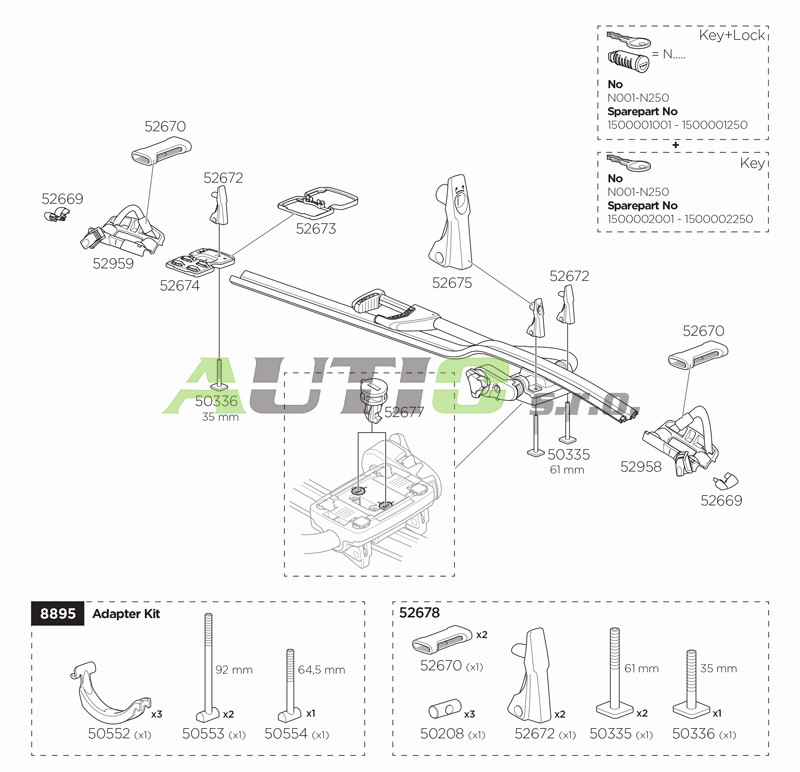 T-adaptéry Thule 889-1 na ProRide 591 a 598 | AUTIO